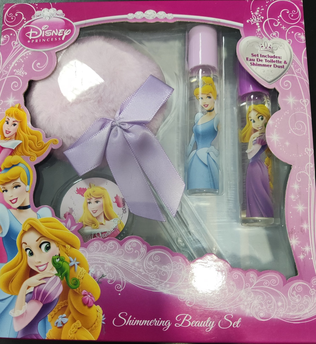 Eau de Toilette + Pó Brilhante + Puff Princesas Disney | Loja da Criança