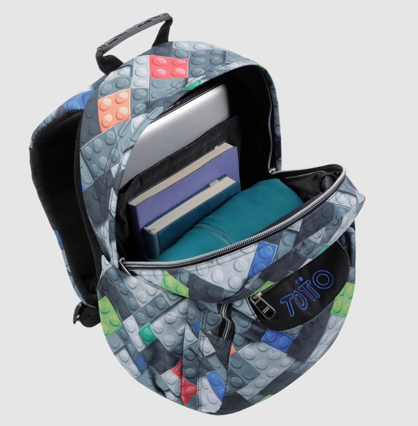 Mochila Escolar 44cm Totto Building Blocks | Loja da Criança