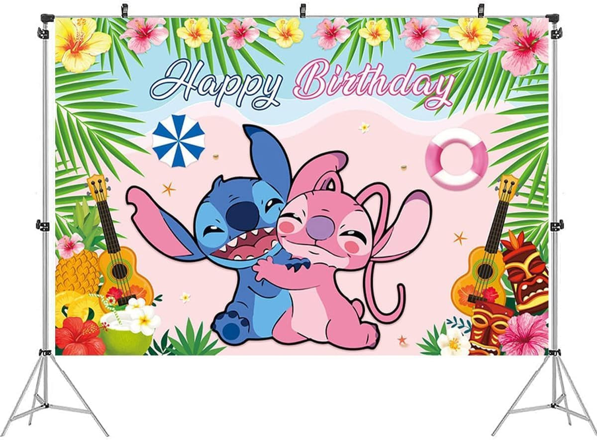 Painel Decorativo Stitch e Angel Beach 100x150cm | Loja da Criança