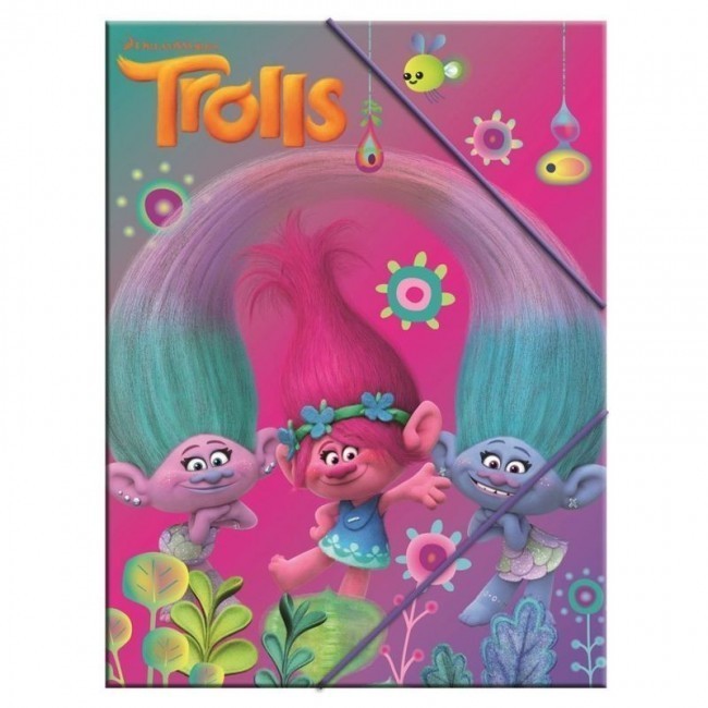 Pasta elásticos A4 plastificada Trolls | Loja da Criança