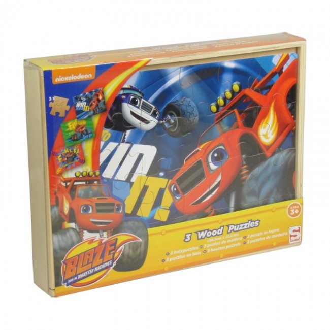 Puzzle 3 en 1 Blaze and the Monster Machines madeira | Loja da Criança