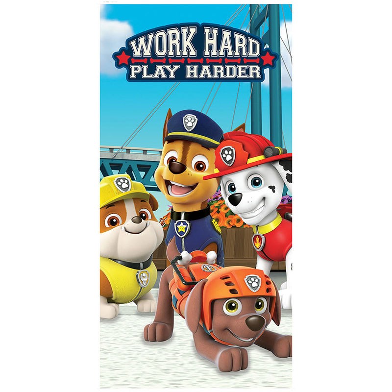 Toalha Praia Patrulha Pata Work Hard | Loja da Criança