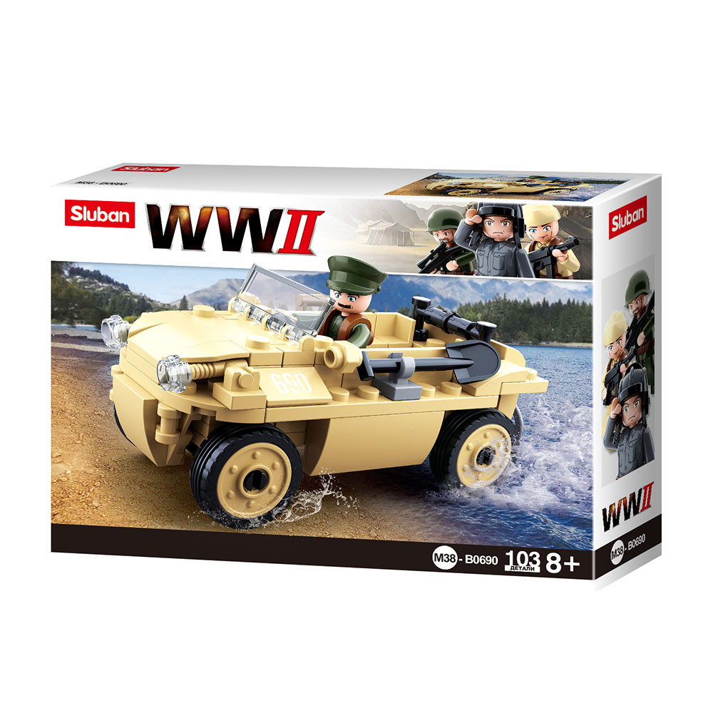 WWII VW 82 Amphibious Tub Car 106 Pcs Sluban | Loja da Criança